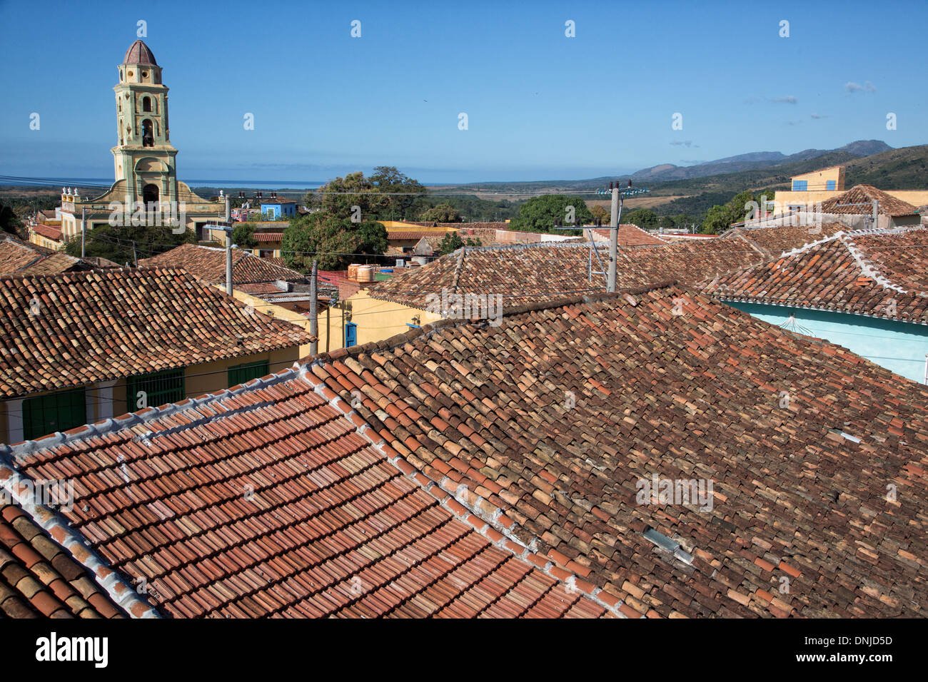 RED TILE ROOFS AND THE BELL TOWER OF THE SAINT FRANCIS OF ASSISI ...