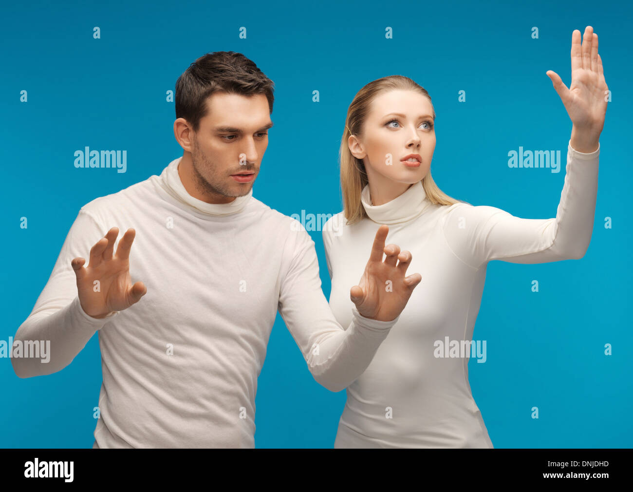Businessman working something imaginary hi-res stock photography and ...