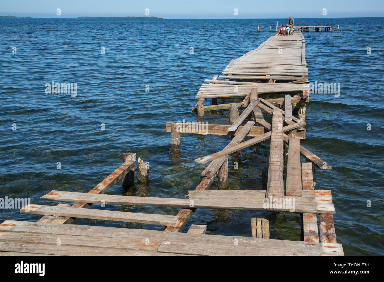 DILAPIDATED WOODEN PONTOON IN PUERTO ESPERANZA, SMALL FISHING PORT ...