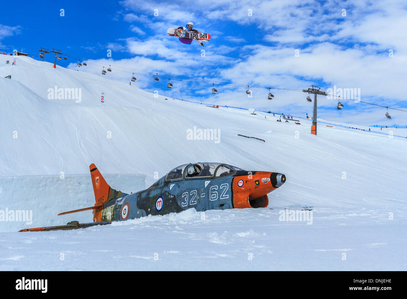Ski and snowboarding action Stock Photo - Alamy