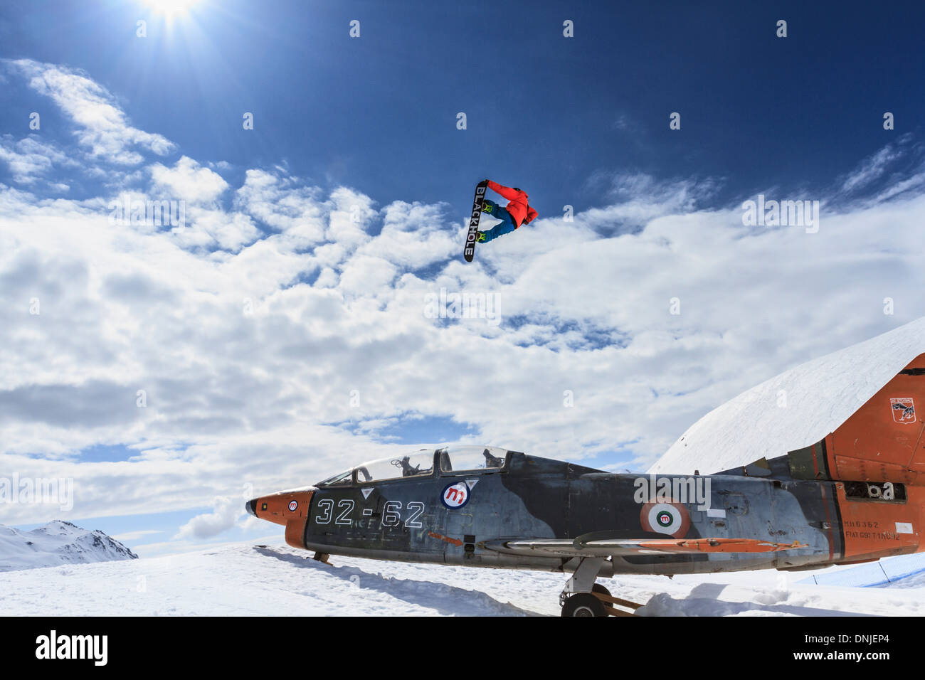 Ski and snowboarding action Stock Photo - Alamy