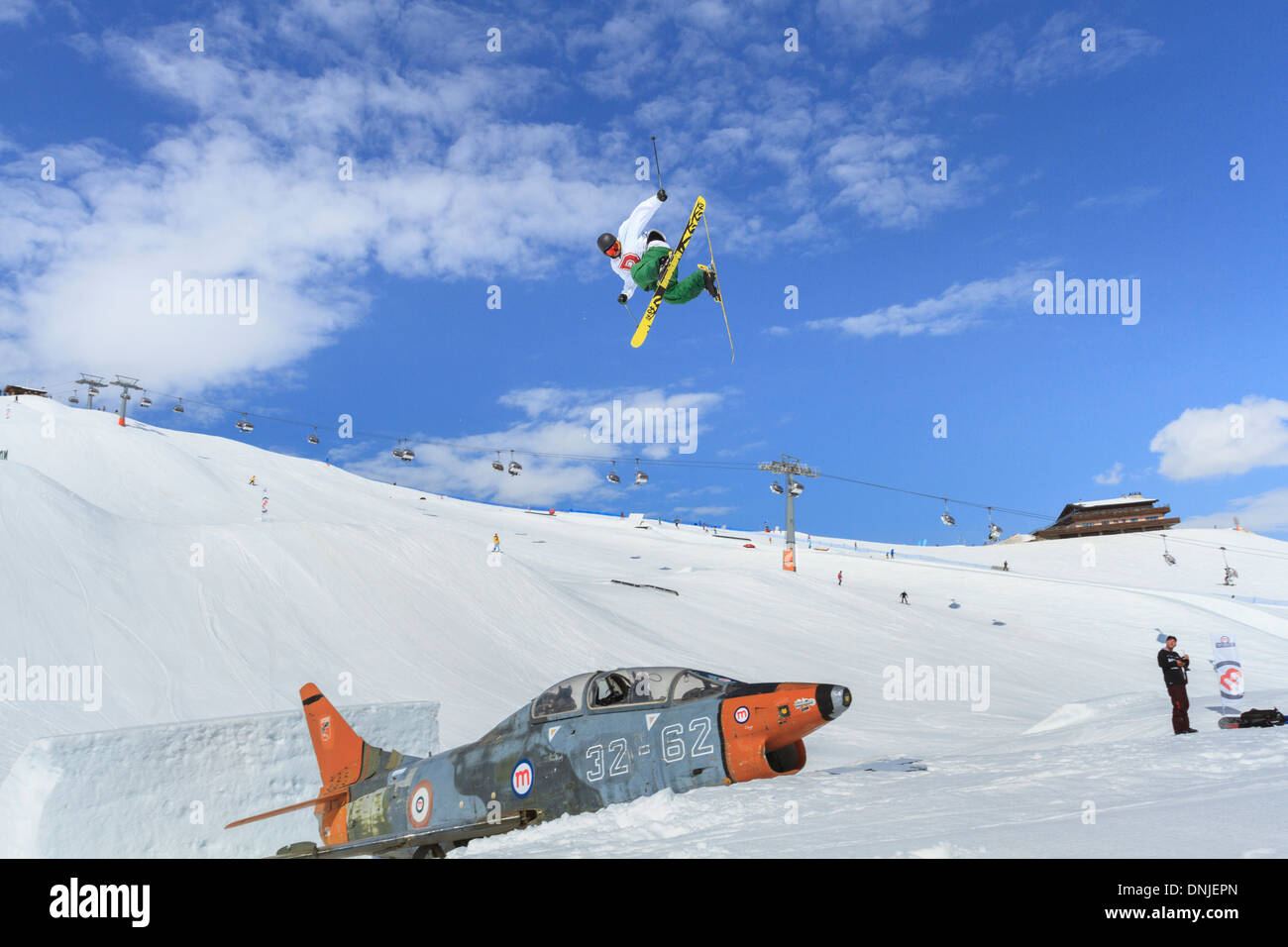 Ski and snowboarding action Stock Photo - Alamy