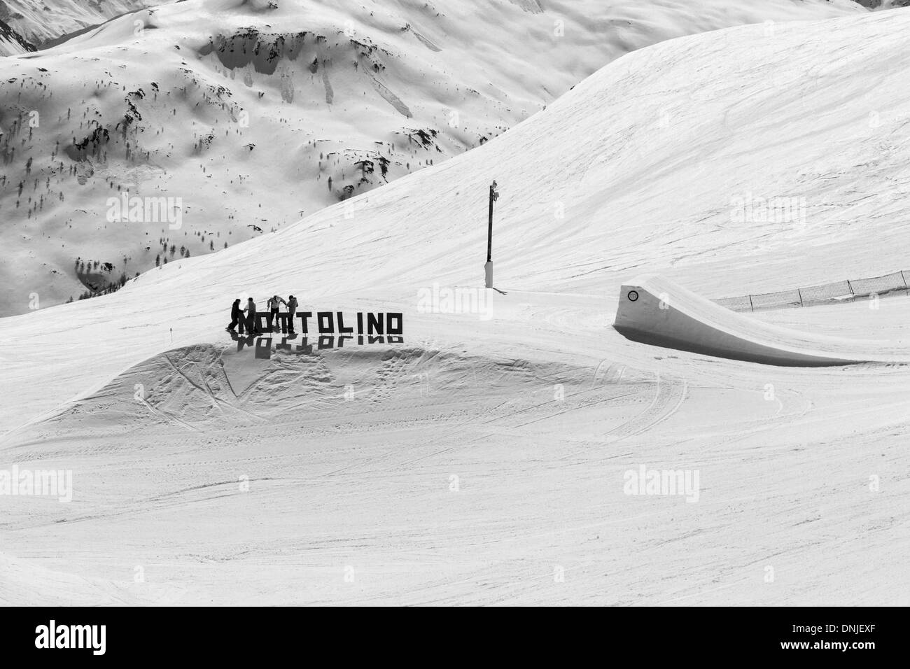 Snowboarding freestyle action in Livigno, Italian Alps, Italy Stock ...