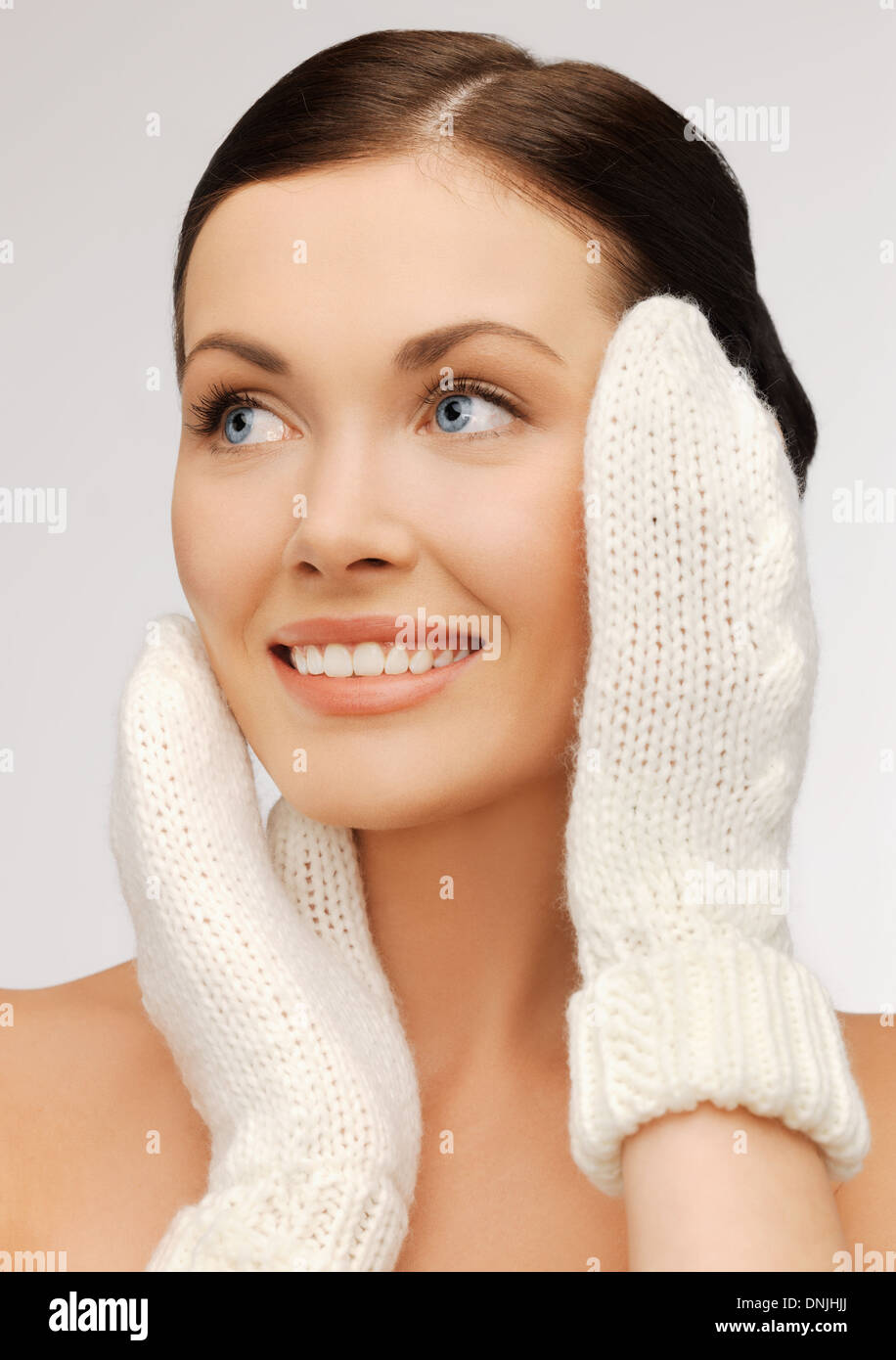 woman in mittens Stock Photo - Alamy