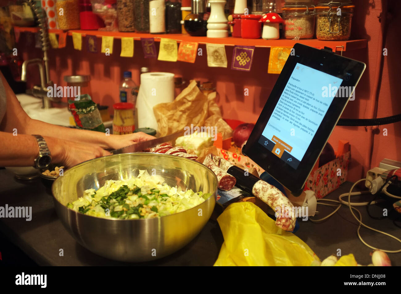 Recipe on tablet Stock Photo - Alamy