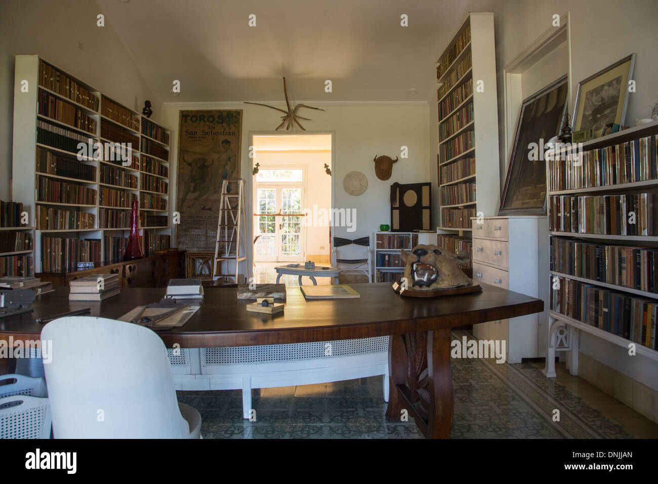 THE STUDY IN THE FINCA VIGIA, THE HOUSE BOUGHT BY ERNEST HEMINGWAY ...