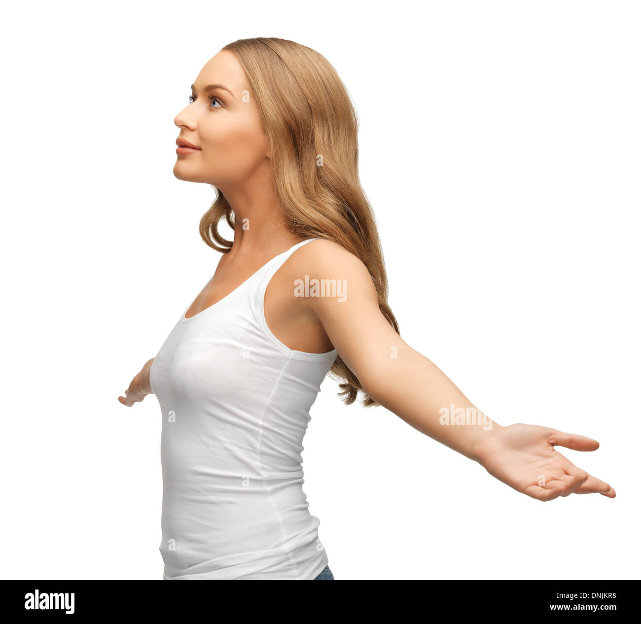 woman spreading hands Stock Photo - Alamy