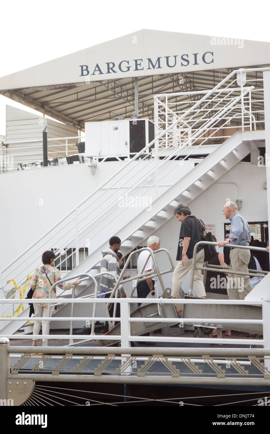 Barge Music on the East River in Brooklyn NY Stock Photo - Alamy