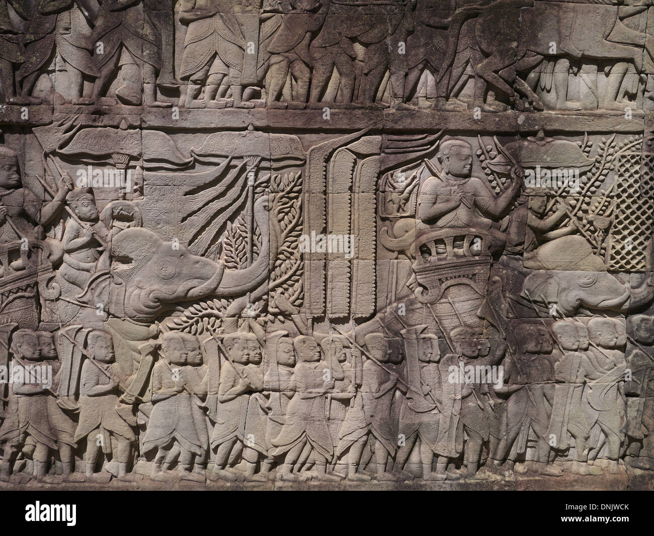 Cambodia Angkor Thom part of Angkor Wat temple complex. Bas relief of ...