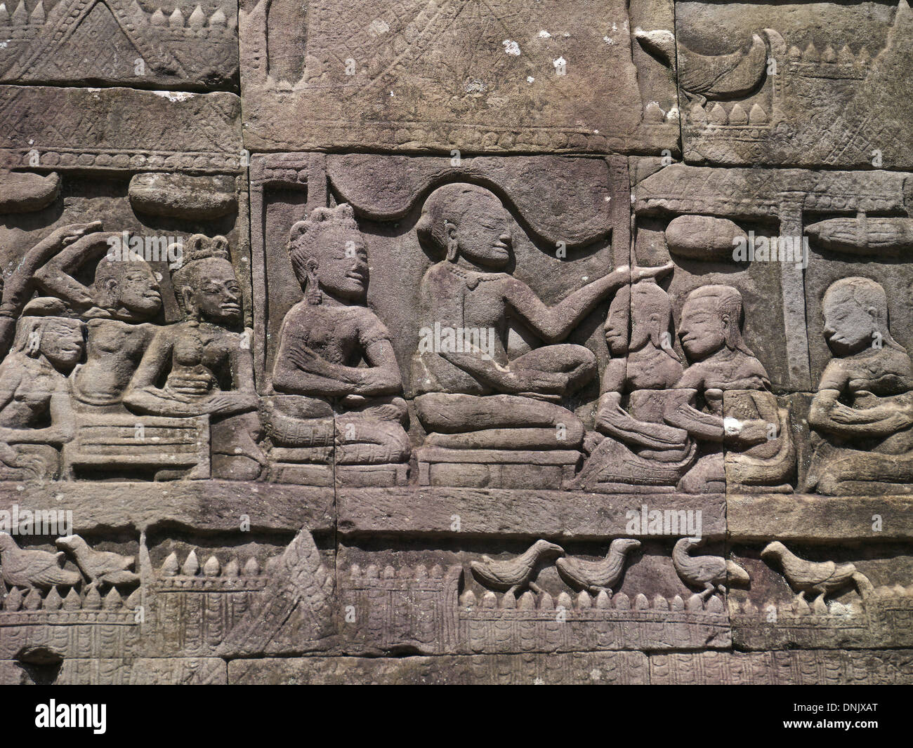 Cambodia Angkor Thom part of Angkor Wat temple complex. Bas relief of ...