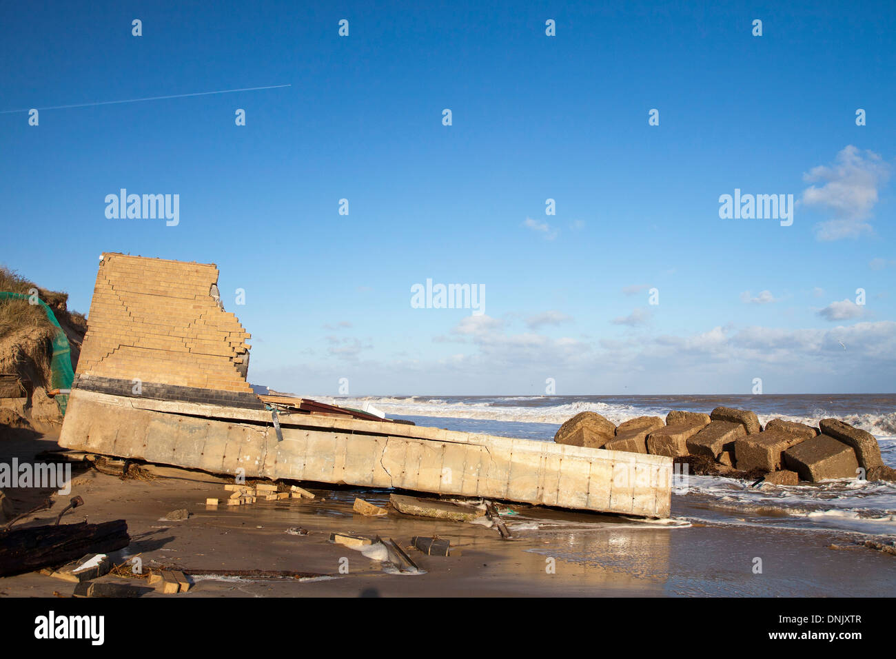 Concrete remains of Hembsy Inshore Lifeboat house after 2013 storm ...