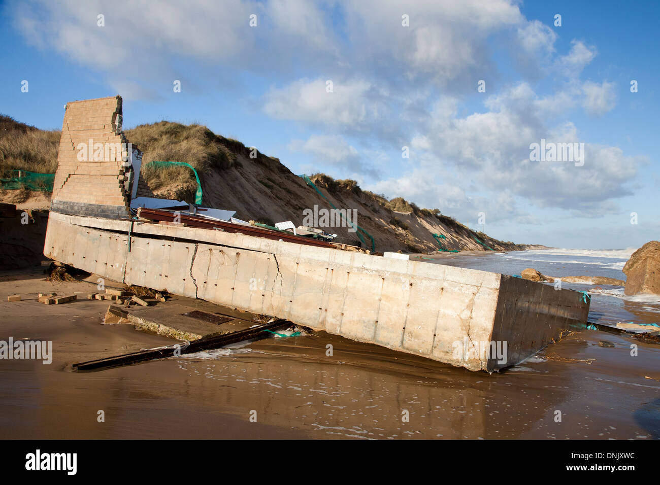 Concrete remains of Hembsy Inshore Lifeboat house after 2013 storm ...