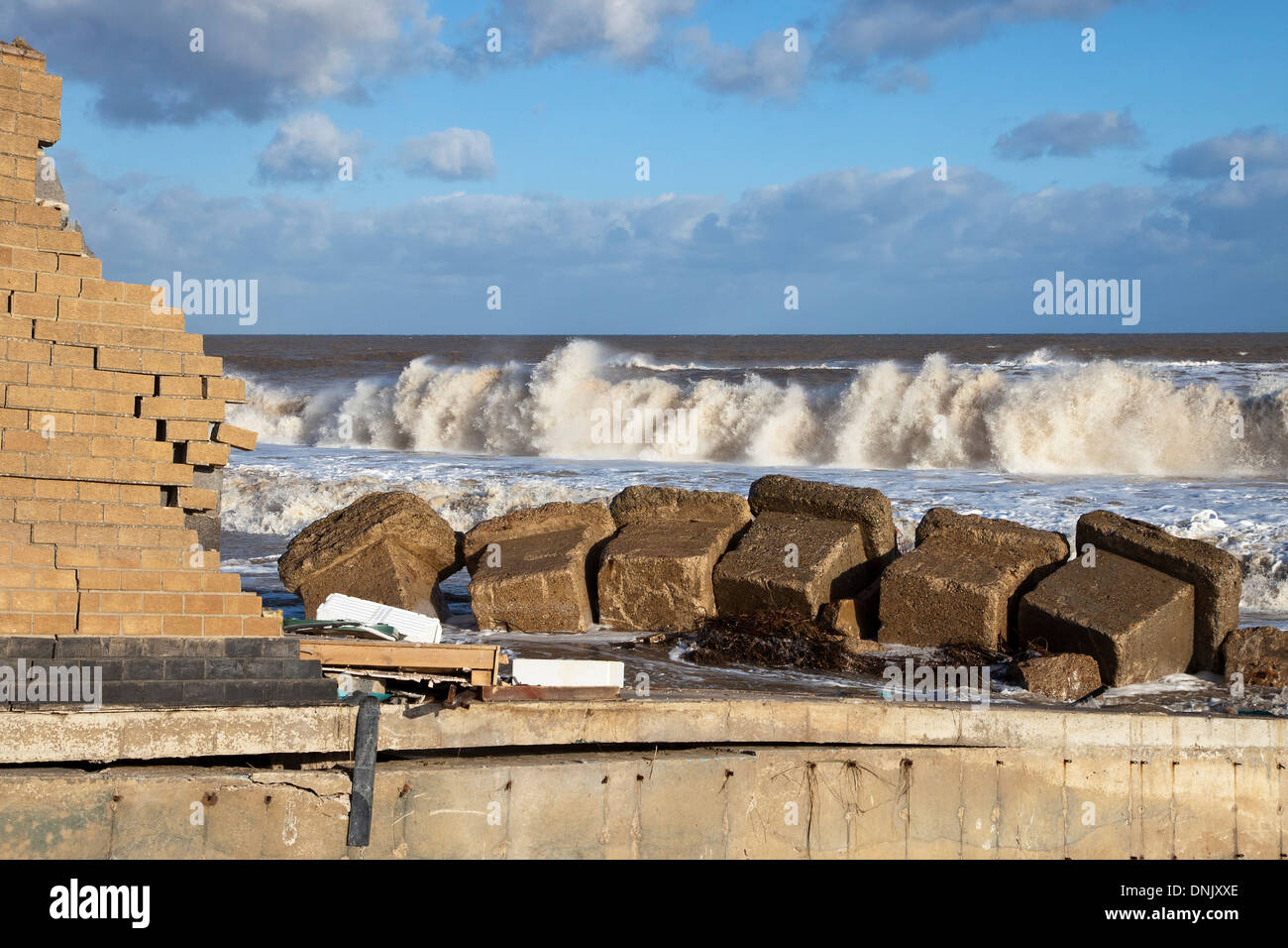 Concrete remains of Hembsy Inshore Lifeboat house after 2013 storm ...