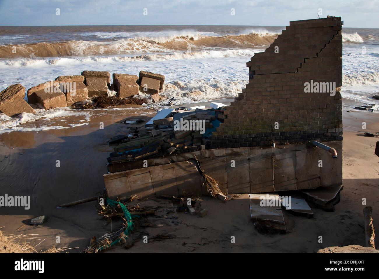 Concrete remains of Hembsy Inshore Lifeboat house after 2013 storm ...