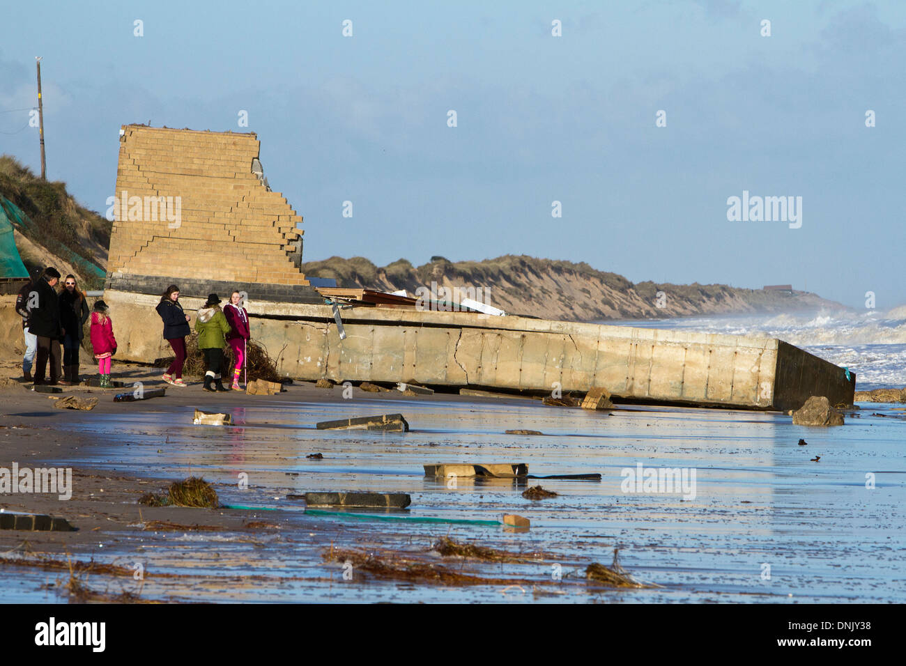 Concrete remains of Hembsy Inshore Lifeboat house after 2013 storm ...