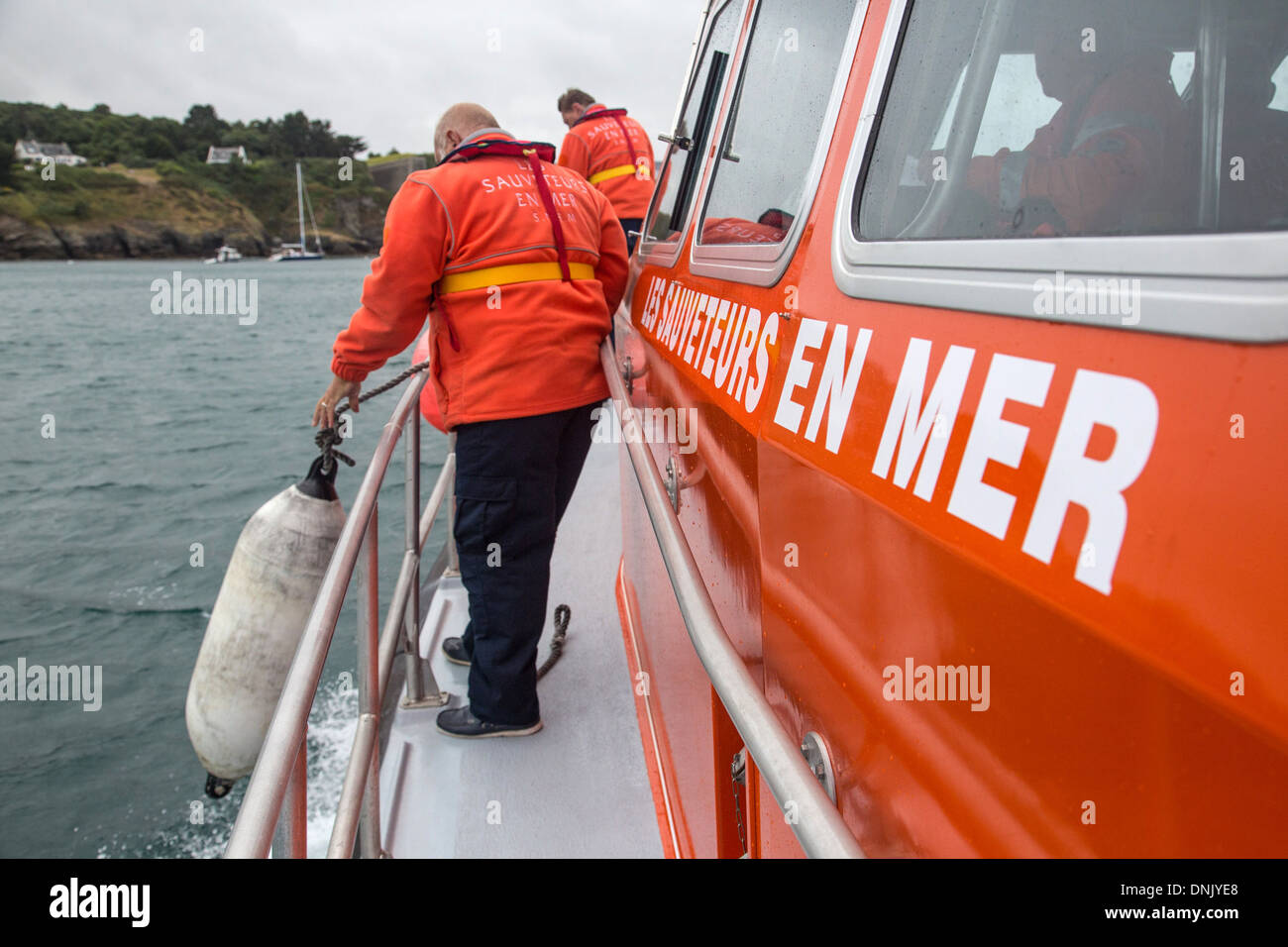 RESCUERS FROM THE SNSM (NATIONAL SOCIETY OF SEA RESCUE) BOAT, MORBIHAN ...