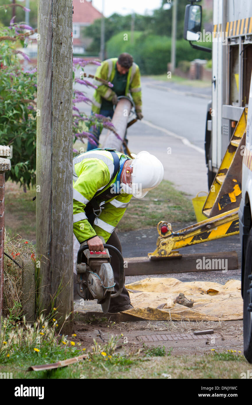 BT contractors replacing telephone pole in Great Yarmouth Stock Photo ...