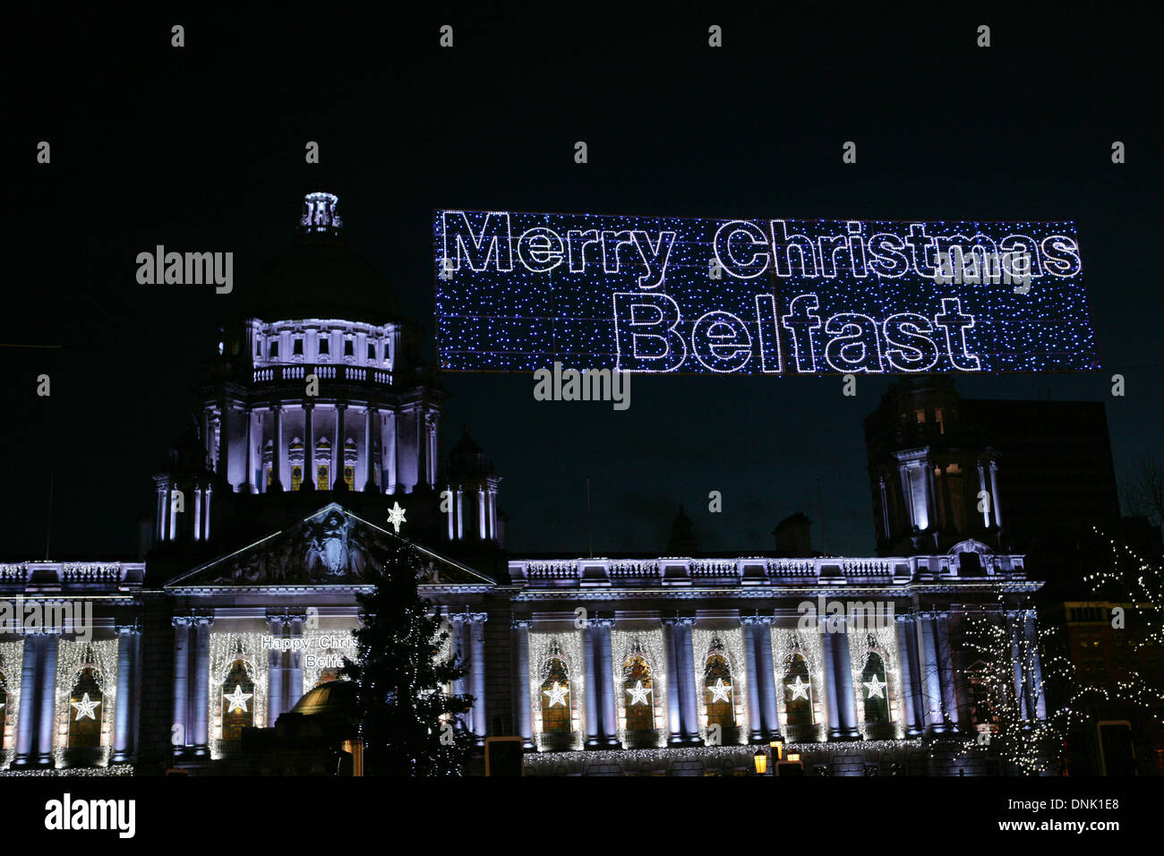 Lit up belfast city hall hi-res stock photography and images - Alamy
