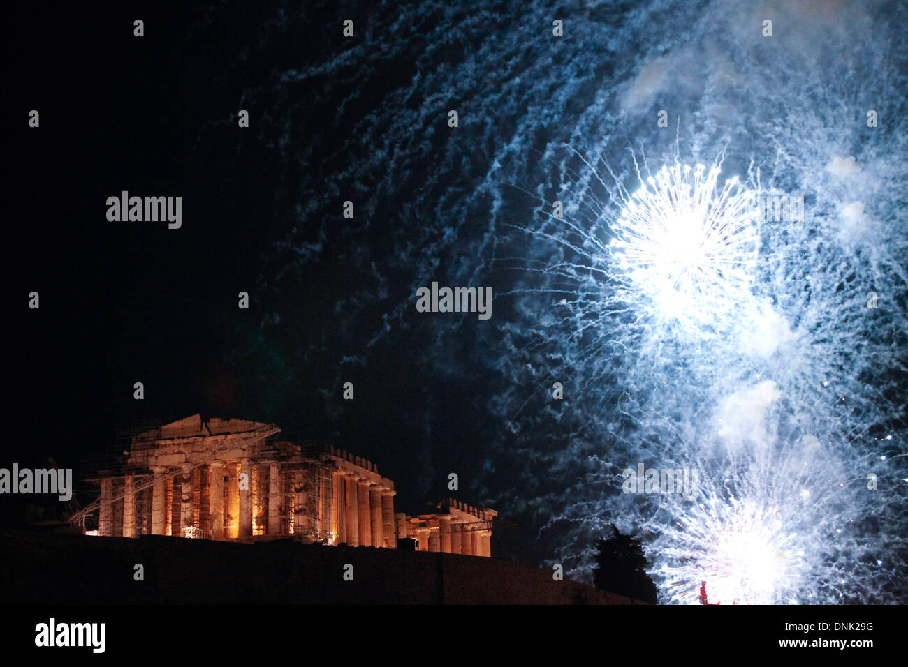 New year's eve fireworks athens hi-res stock photography and images - Alamy