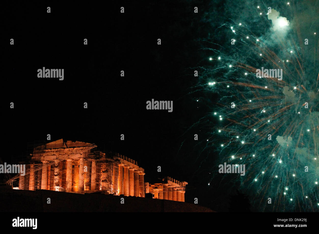 New year's eve fireworks athens hi-res stock photography and images - Alamy