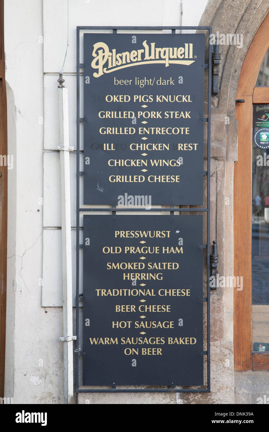 Czech food menu in english hi-res stock photography and images - Alamy