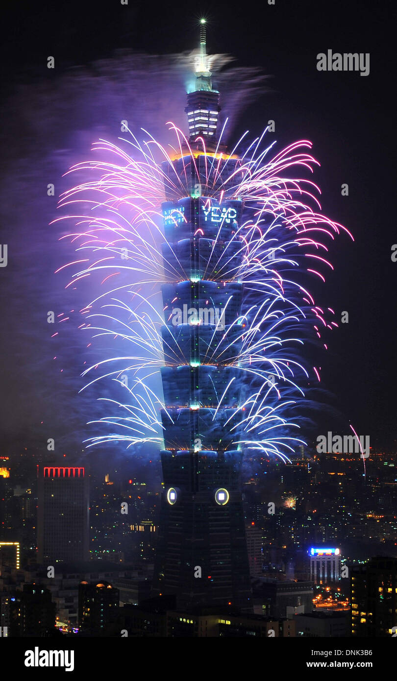 Taipei, China's Taiwan. 1st Jan, 2014. Fireworks explode from the ...