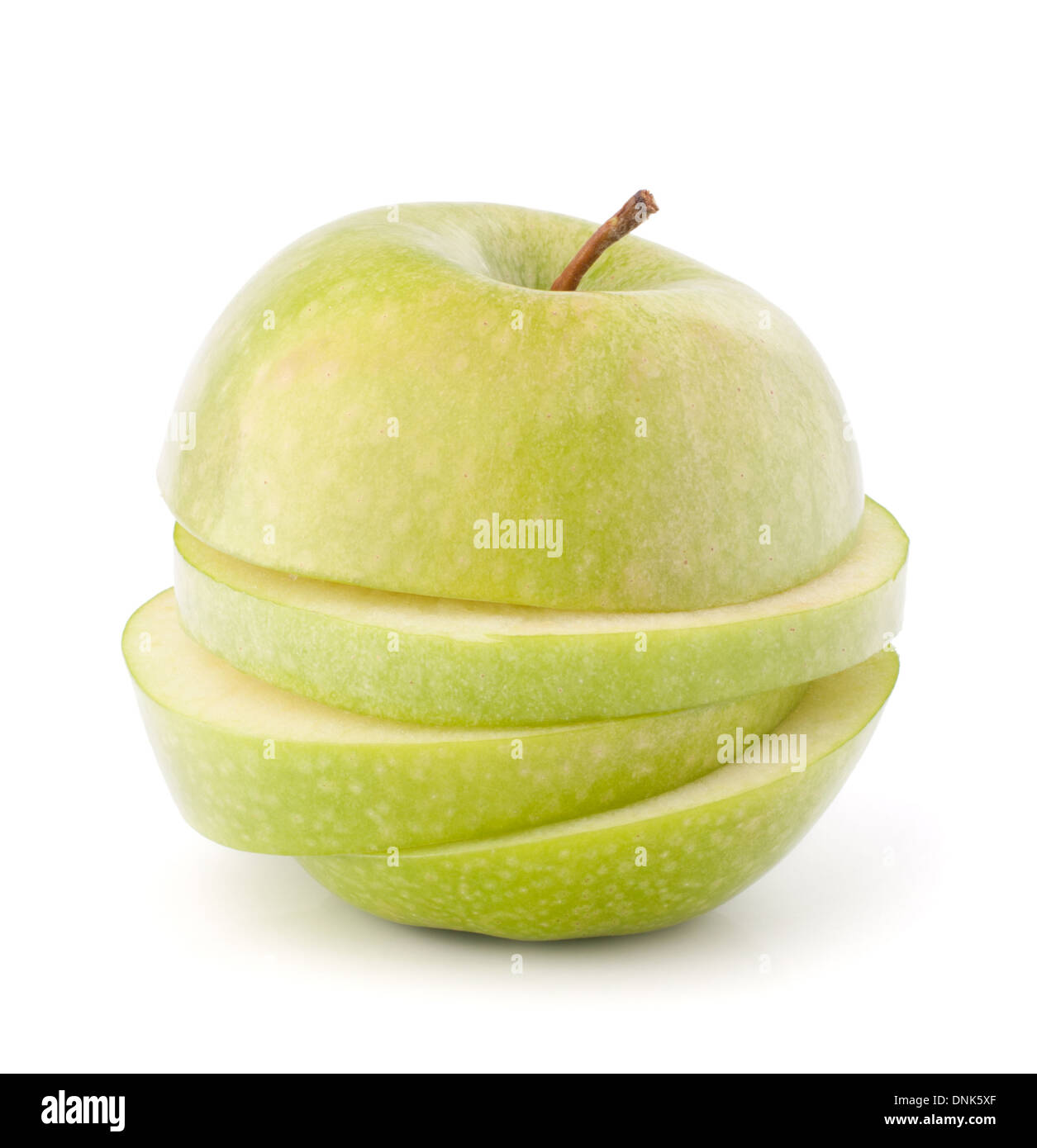 Green sliced apple isolated on white background cutout Stock Photo - Alamy