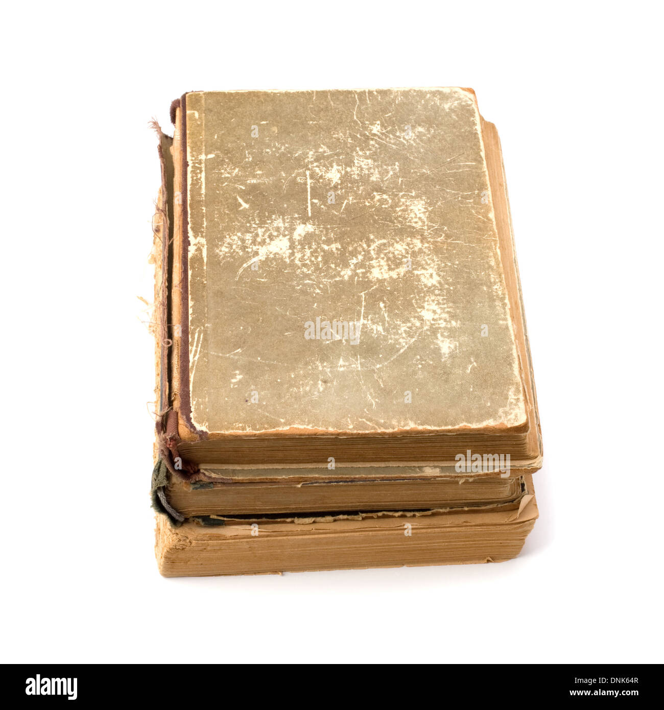 tattered book stack isolated on white background Stock Photo - Alamy