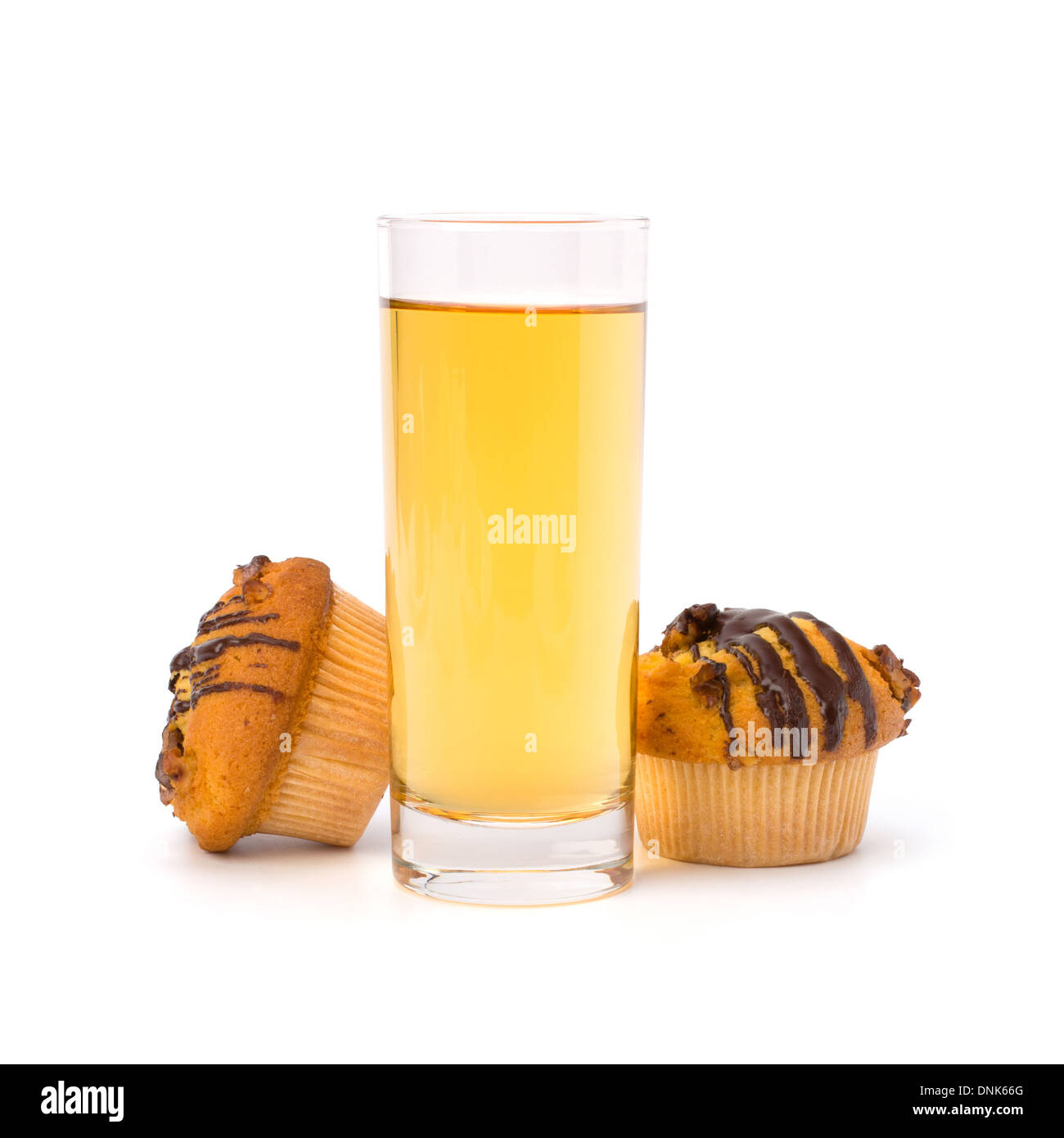 muffin and fruit juice isolated on white background Stock Photo - Alamy