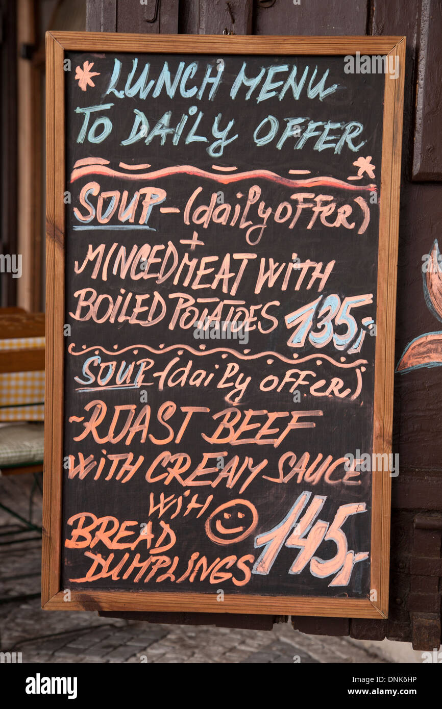 Menu in English; Mostecka Street; Prague; Czech Republic; Europe Stock ...