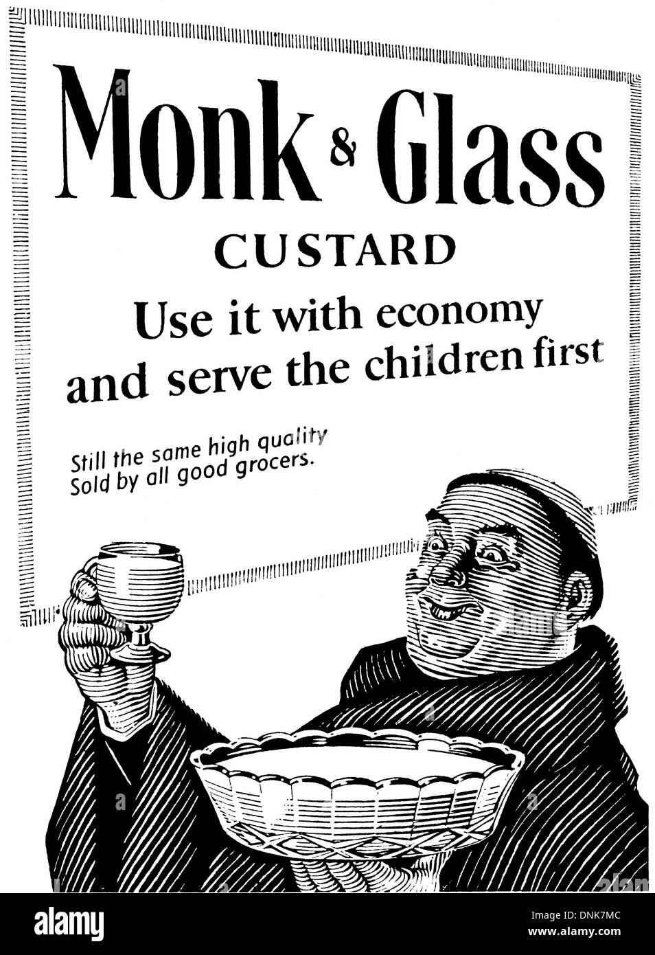 Monk & Glass custard. Press advertisement, Radio Times,1944 Stock Photo ...