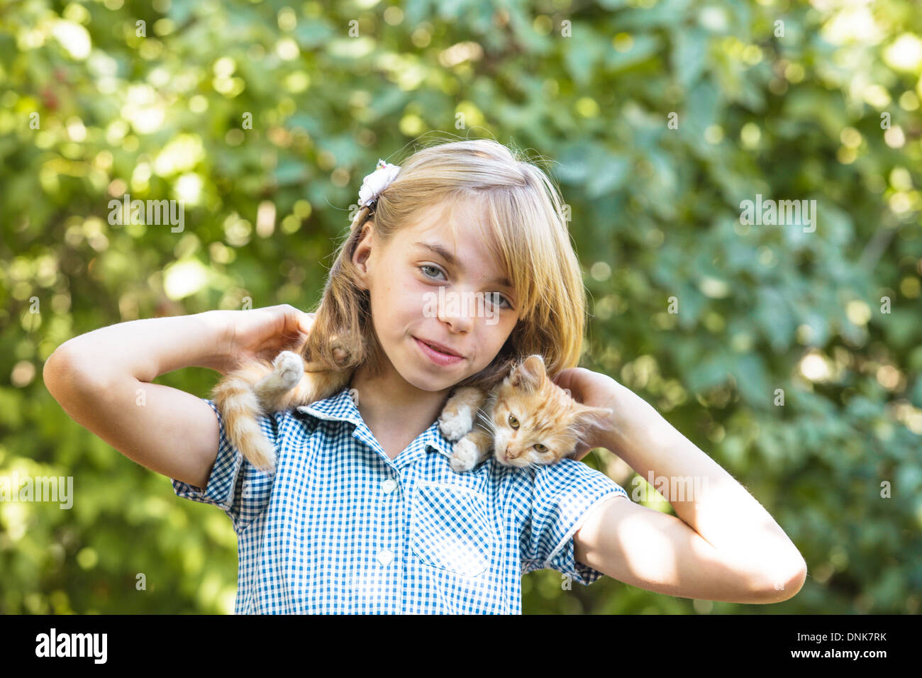 Cute kittens child kid girl kitten kittens cat cats hi-res stock ...