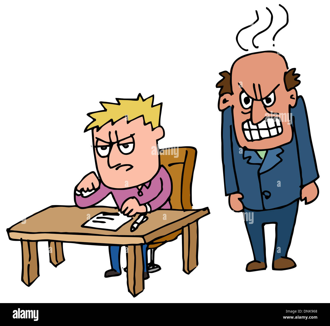 Illustrative representation of angry boss standing beside frustrated ...