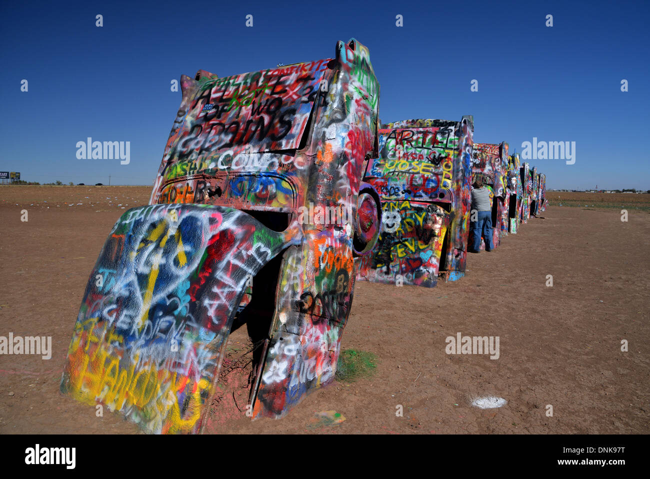 Cadillac Ranch, a Route 66 landmark near Amarillo, Texas Stock Photo ...