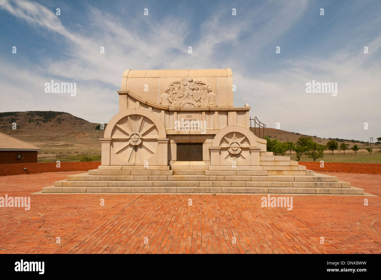 Granite Jaw-bone Wagon Monument at The Blood River Heritage Site Stock ...