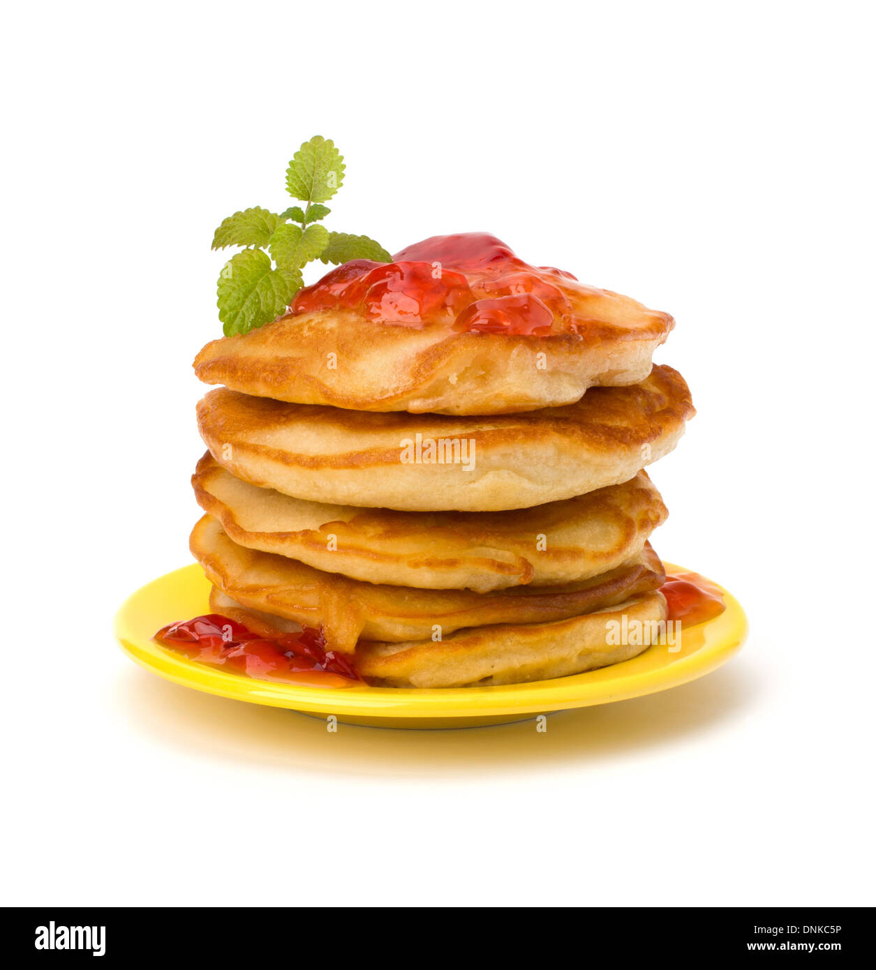 Pancakes stack on white background Stock Photo - Alamy
