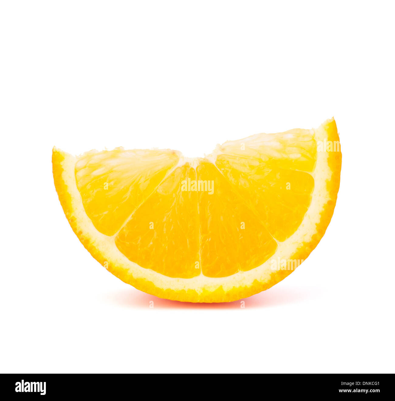 One orange fruit segment or cantle isolated on white background cutout ...