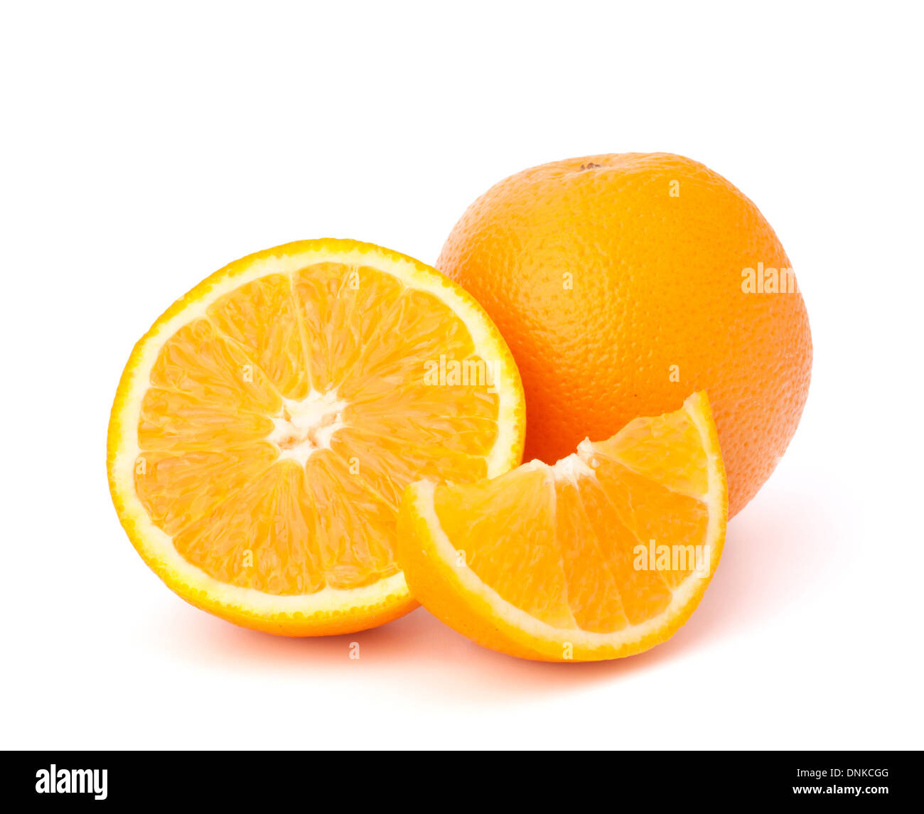 Sliced orange fruit segments isolated on white background Stock Photo ...
