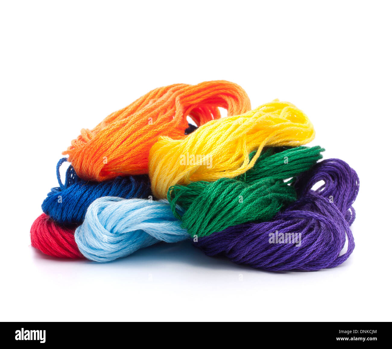 Color threads bunch isolated on white background cutout Stock Photo - Alamy