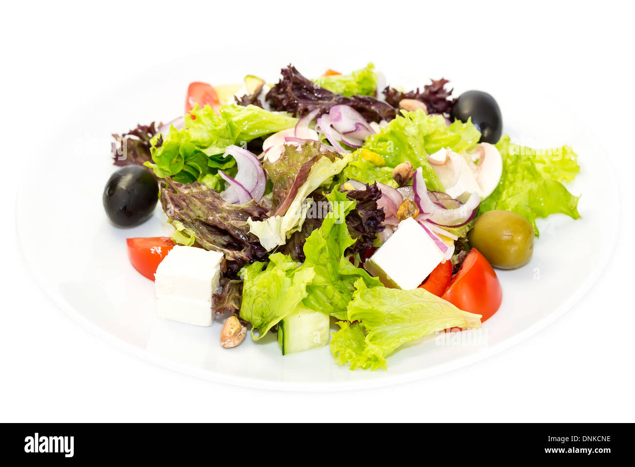 salad on a white background in the restaurant Stock Photo - Alamy