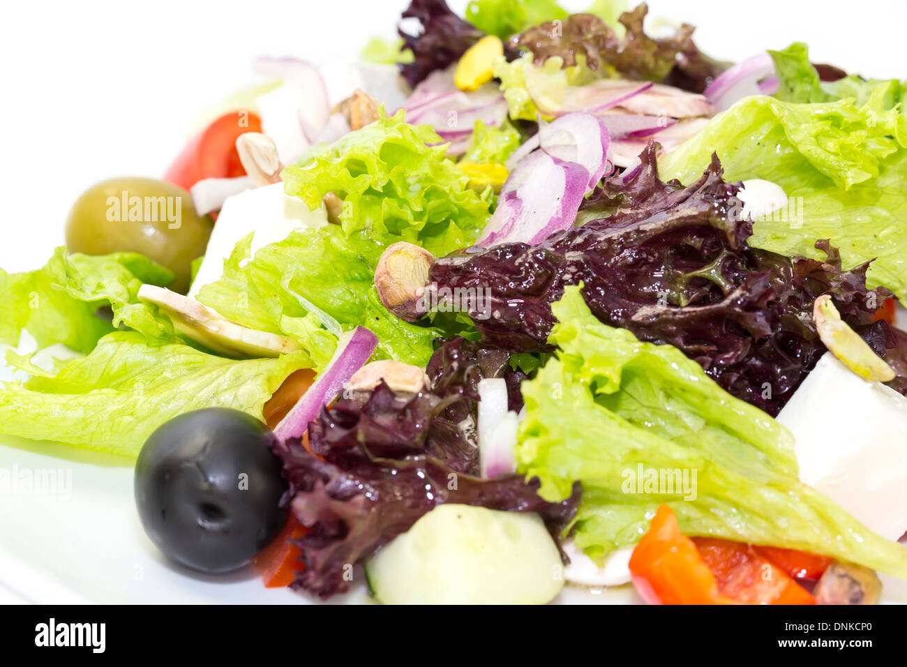 salad on a white background in the restaurant Stock Photo - Alamy