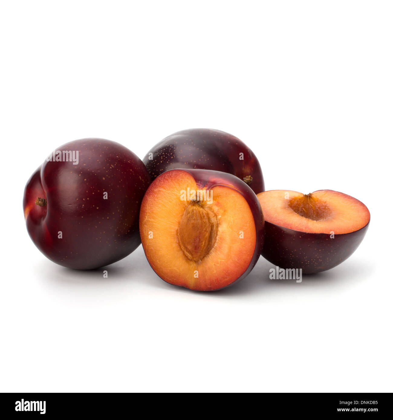 Red plum fruit isolated on white background Stock Photo - Alamy