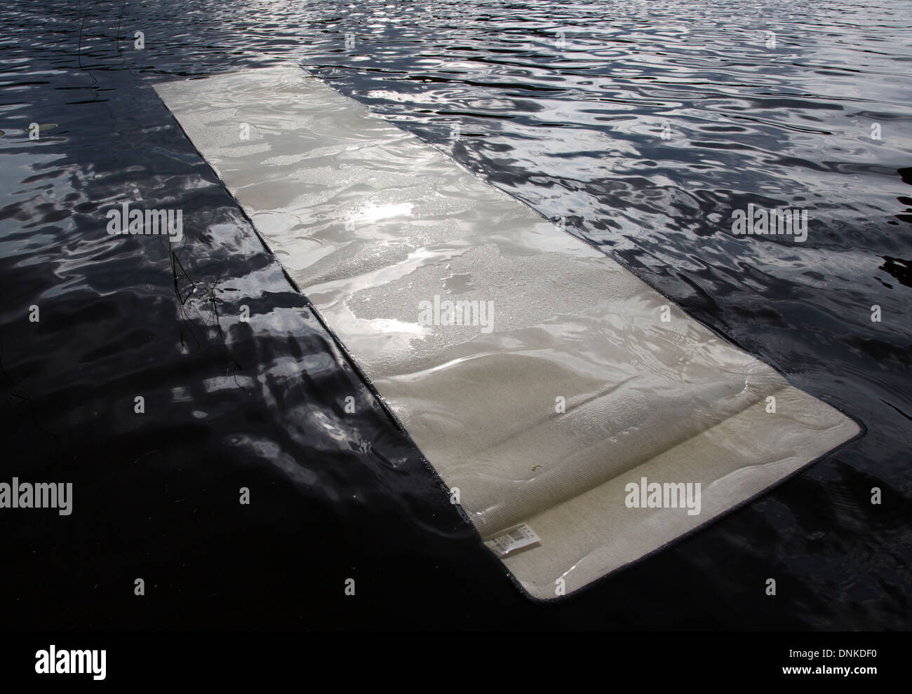 Washed carpet floating on water surface , Finland Stock Photo - Alamy