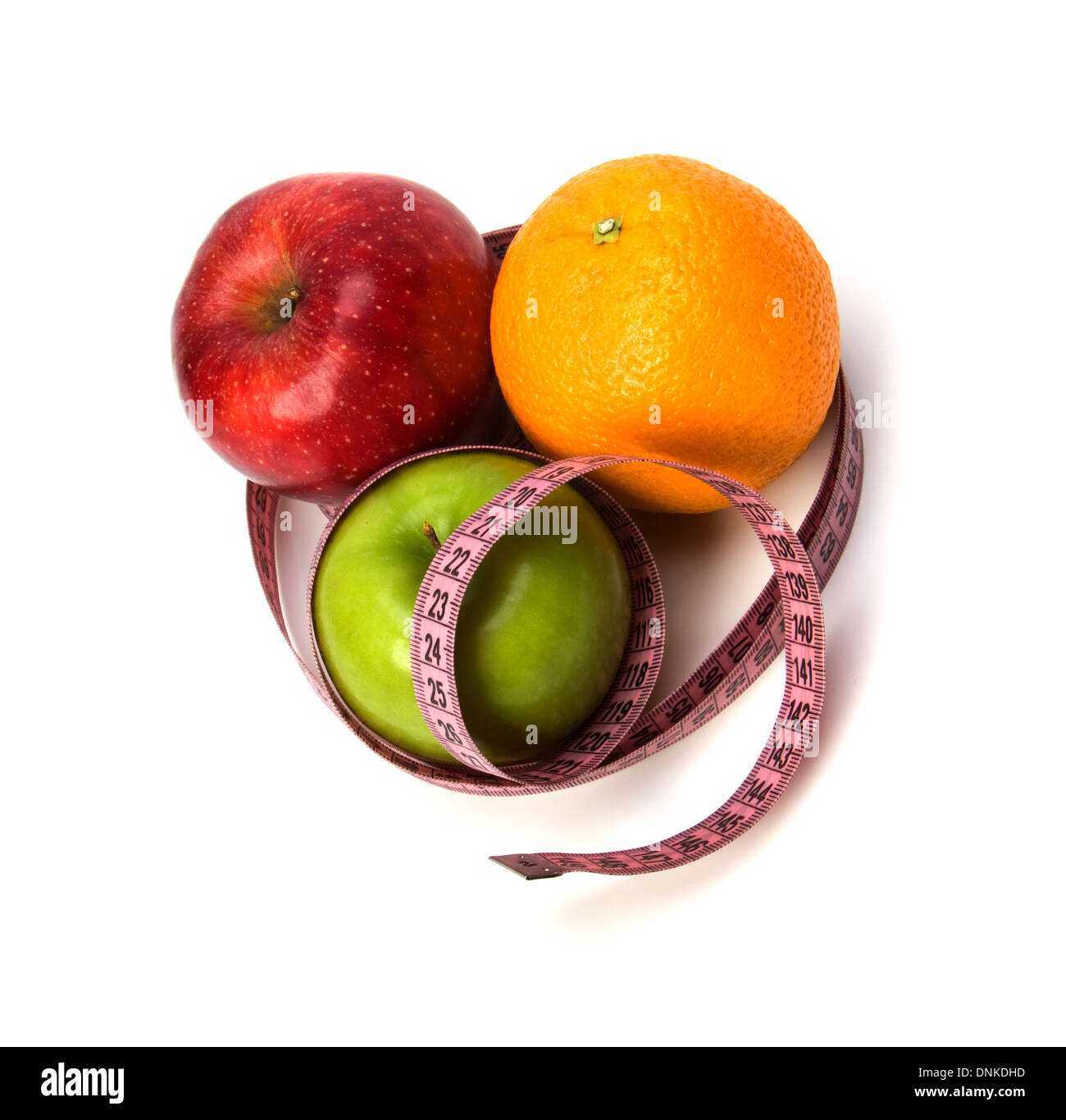 tape measure wrapped around fruits isolated on white background Stock ...