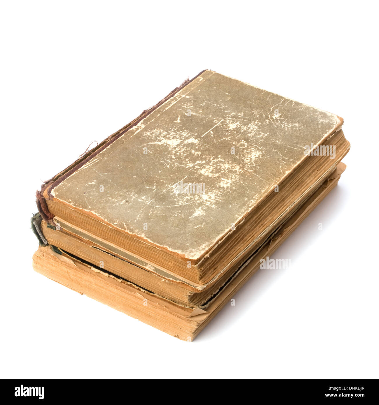 tattered book stack isolated on white background Stock Photo - Alamy