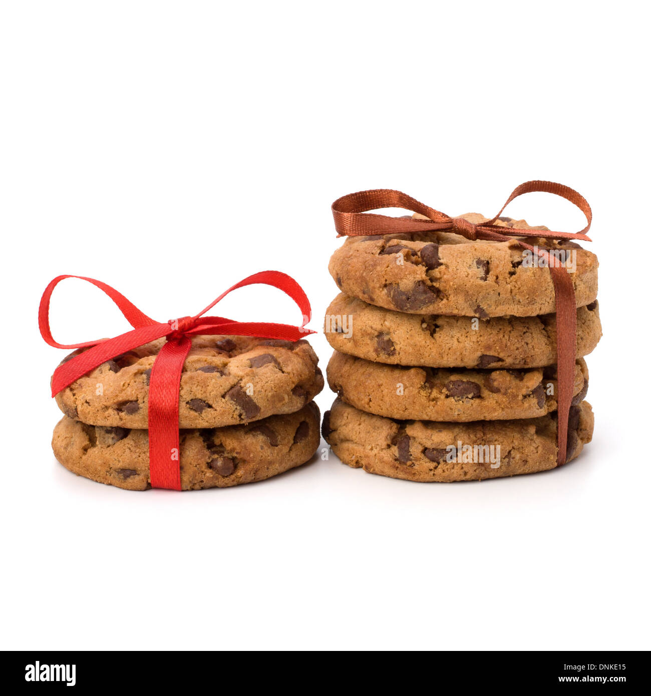 Festive wrapped chocolate pastry biscuits isolated on white background ...