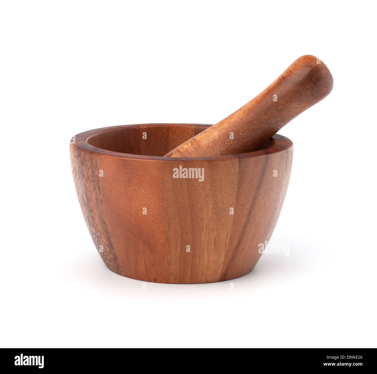 Handmade wooden mortar isolated on white background Stock Photo - Alamy