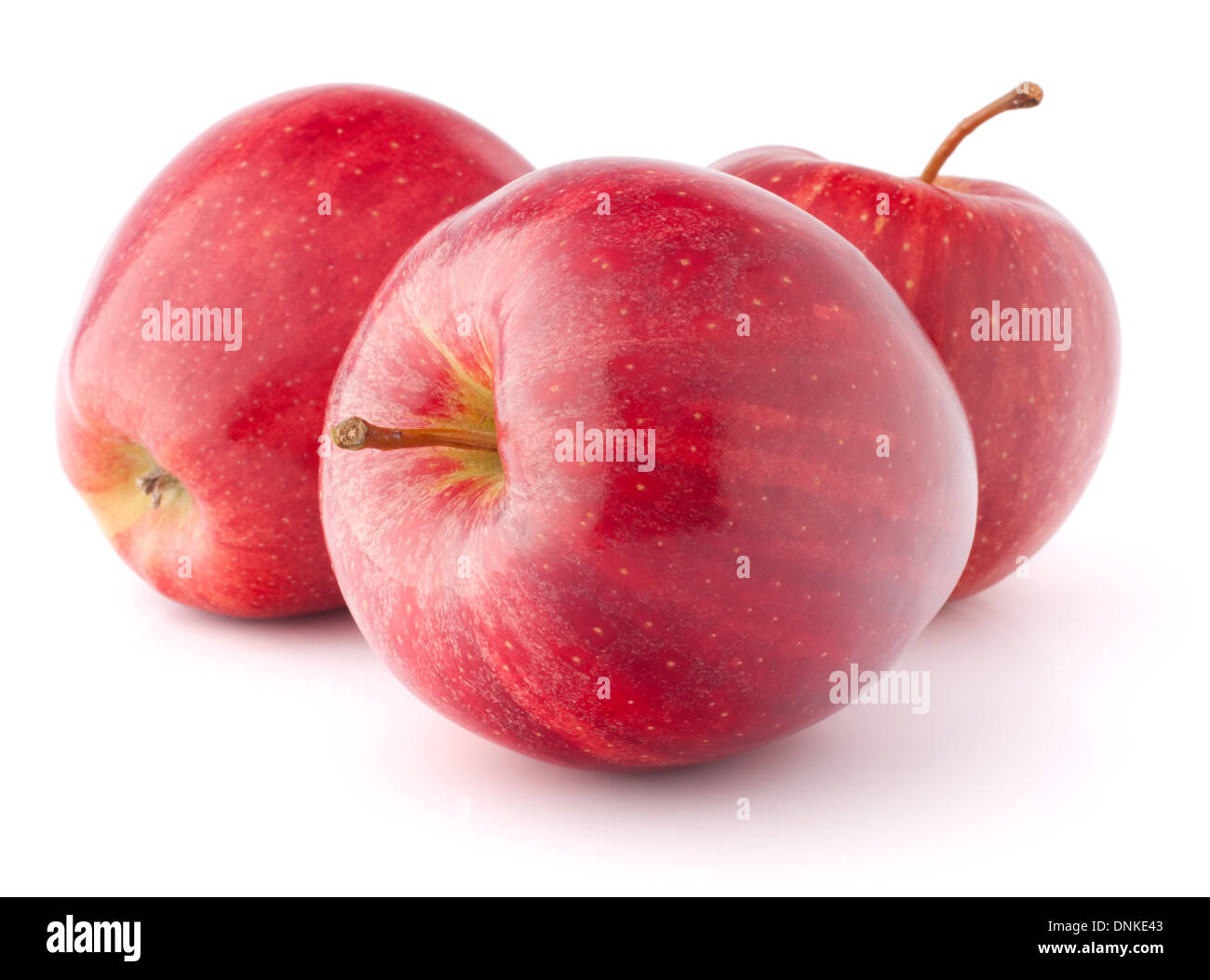three red apples isolated on white background Stock Photo - Alamy