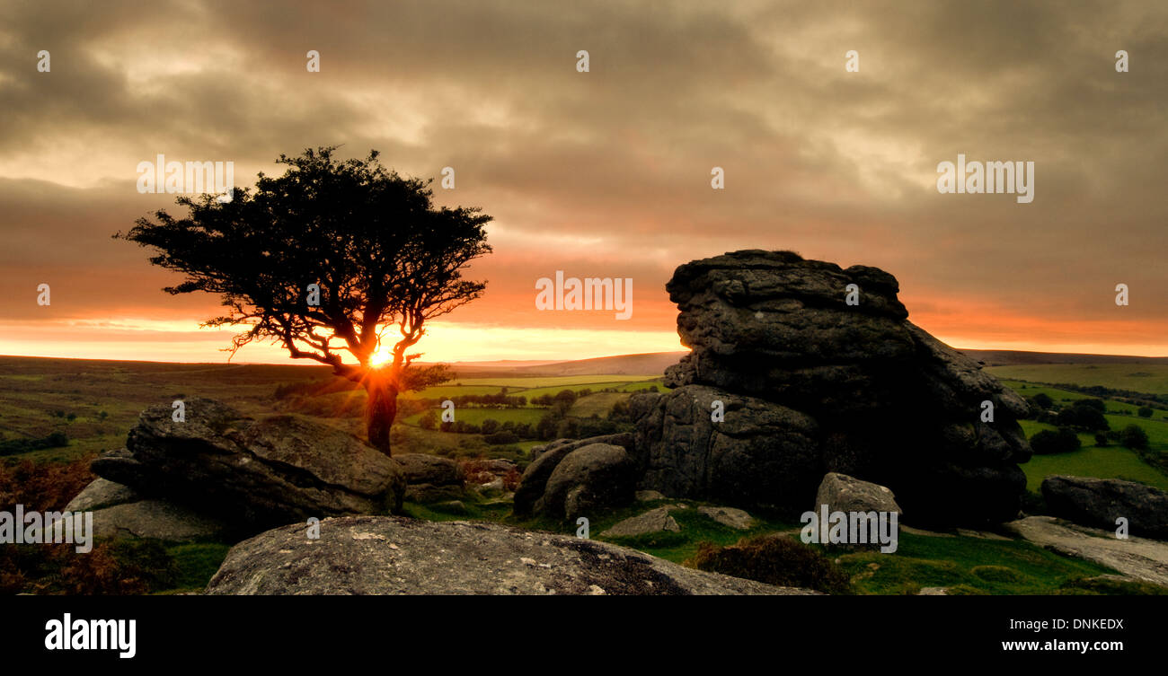Saddle Tor sunset Stock Photo - Alamy