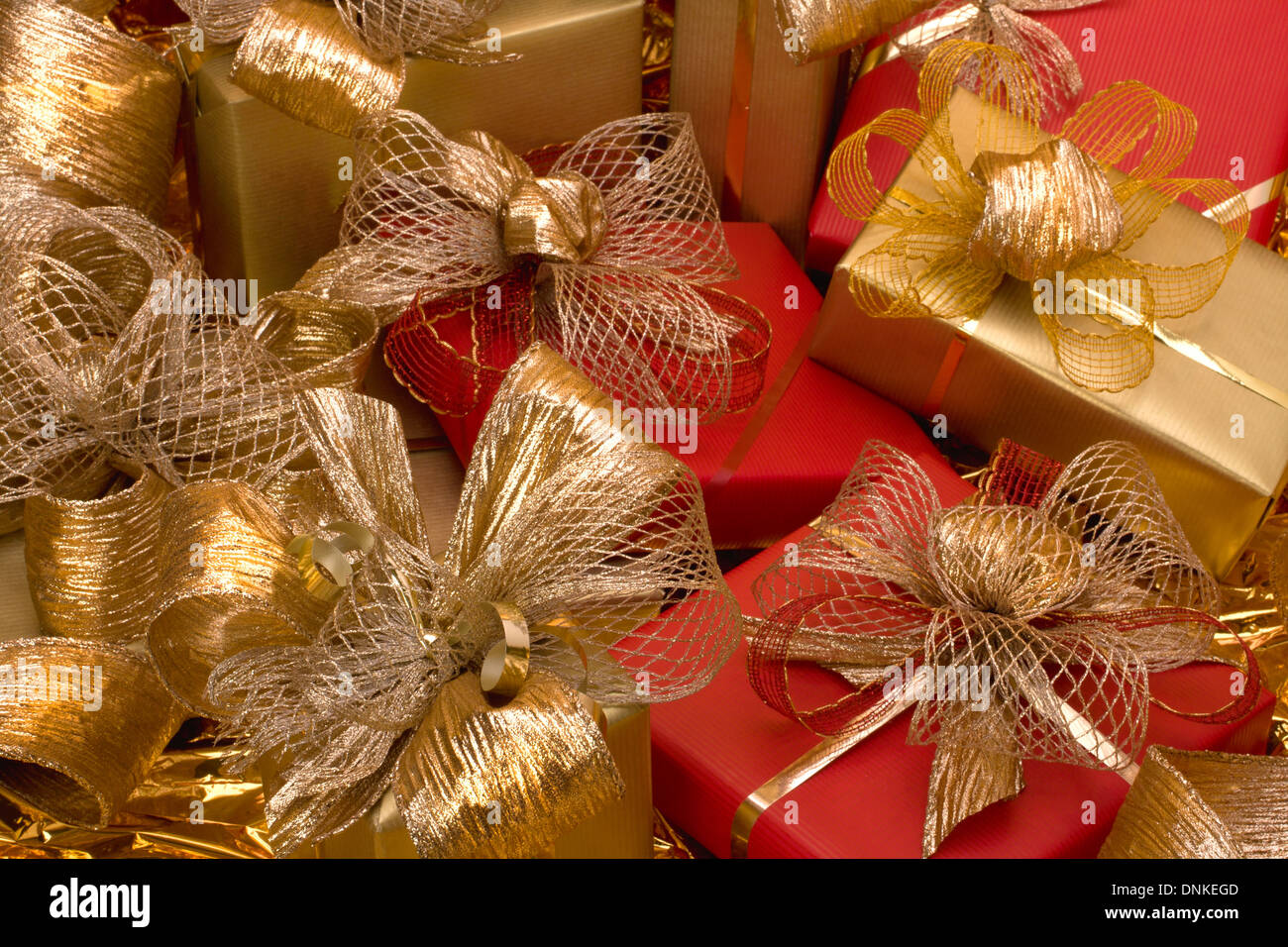 Christmas background. Shiny gifts Stock Photo - Alamy